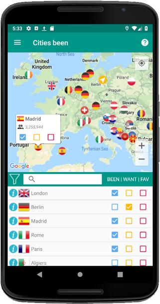 Places Been travel tracker app for Android & iOS App | by myarx apps