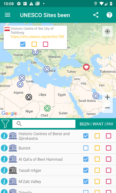 Places Been travel tracker app for Android & iOS App | by myarx apps